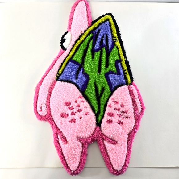 handmade | Accents | Patrick Star Wedgie Rug Spongebob Handmade Rare Handcrafted Accent Decor ...